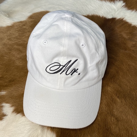 Accessories | Mr And Mrs White Matching Baseball Hat Set Black Script ...